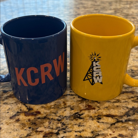KCRW | Kitchen | Kcrw Logo Mugs Set Yellow Blue Radio Santa Monica Npr ...